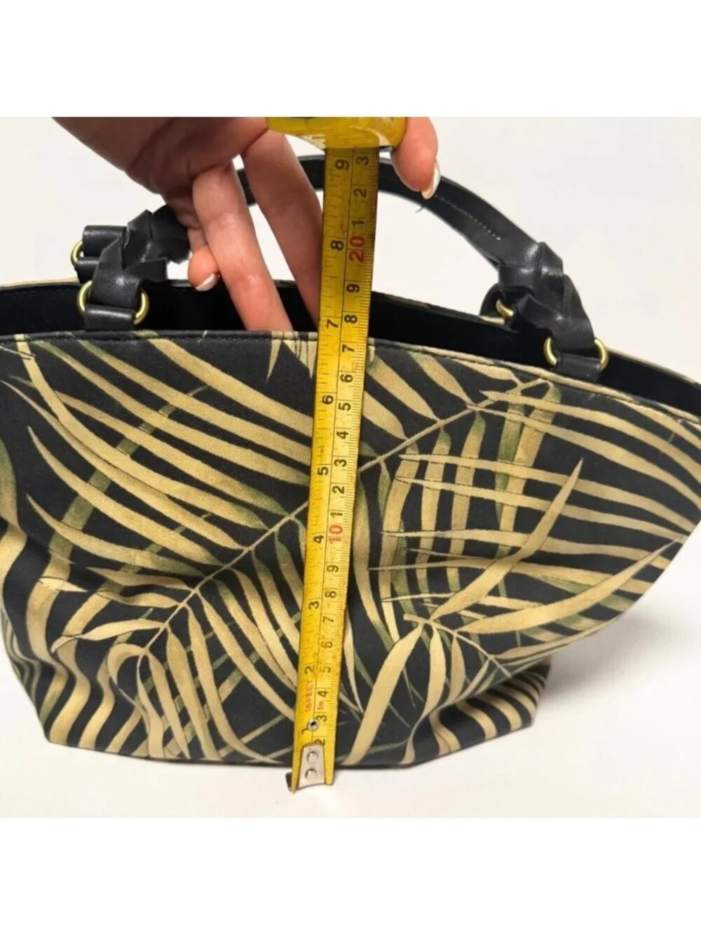 Fossil | Bags | Vintage Fossil Fan Palm Print Hand Shoulder Bag Black ...
